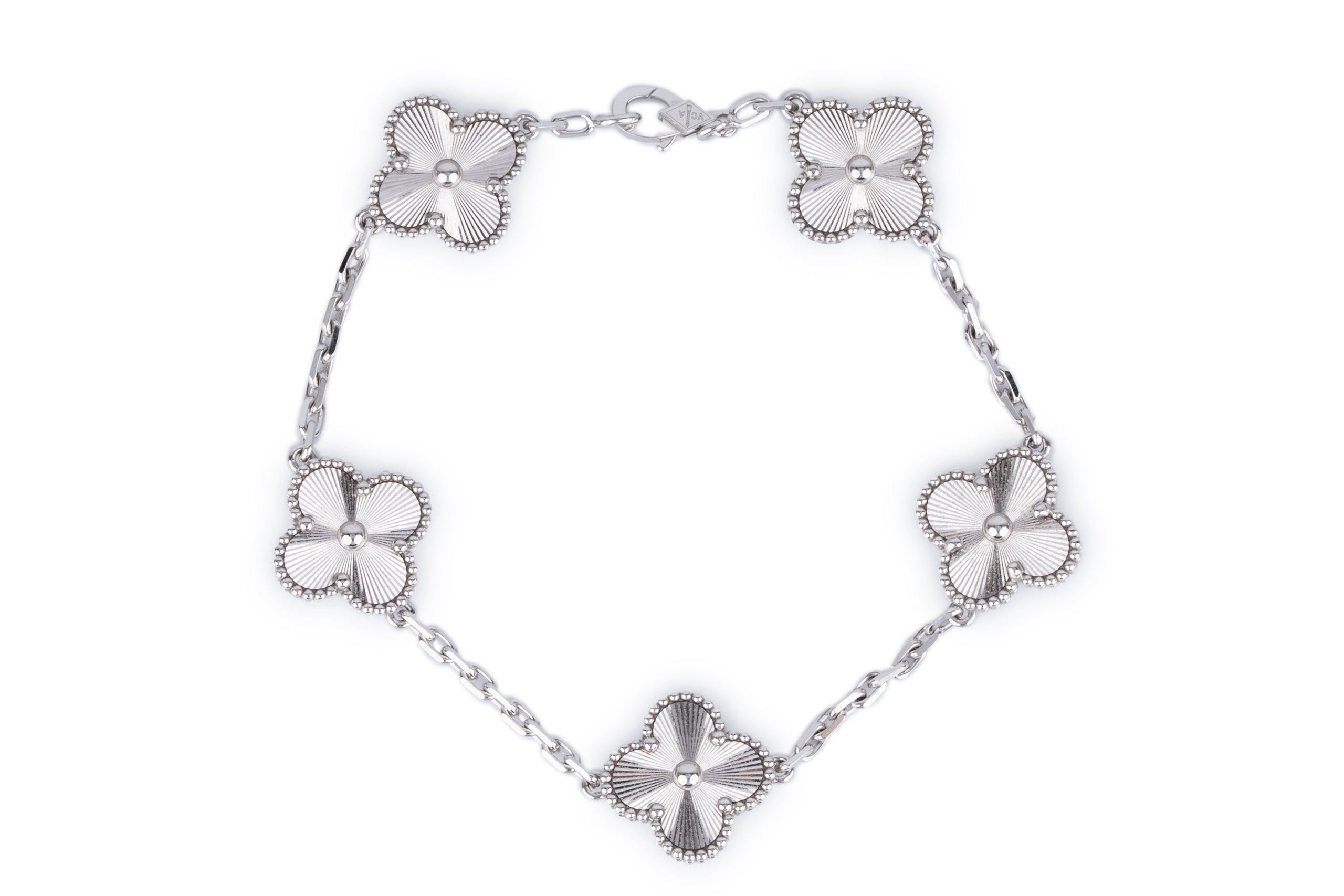 Van Cleef And Arpels Bracelet Vintage Alhambra 5 Motif White Gold Guil ...